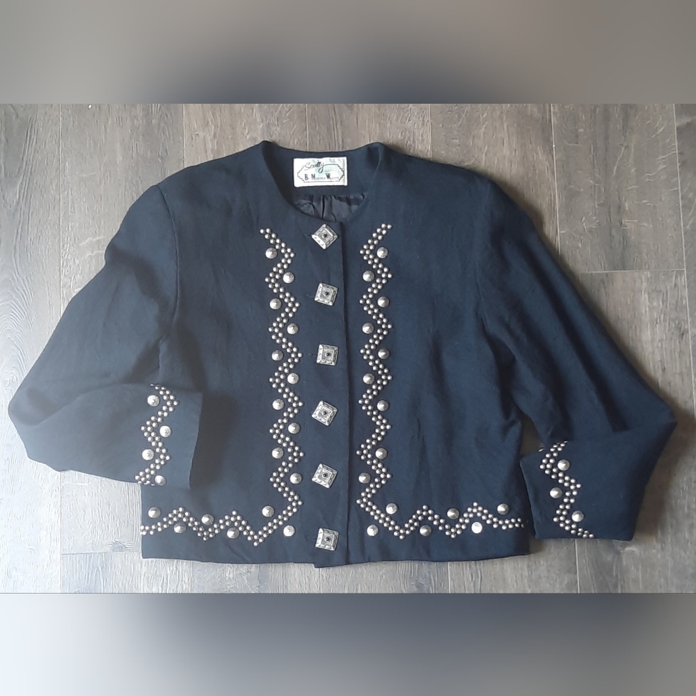 Vintage Scully Marsha Wright Black Wool Jacket W/Silv… - Gem